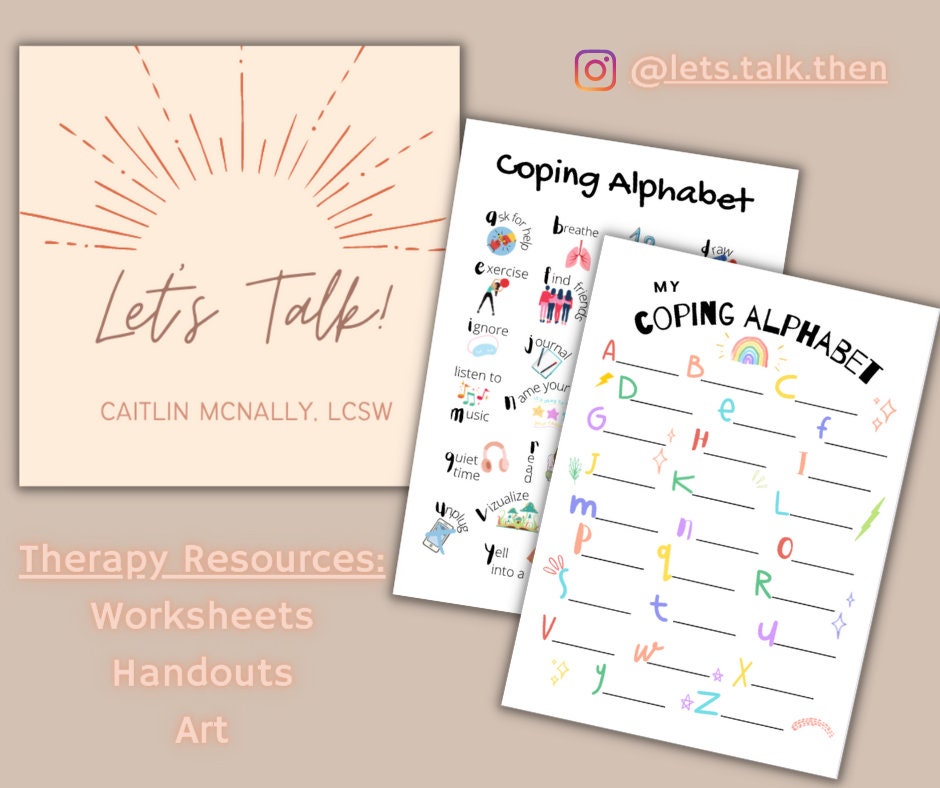 Bundle: Coping Alphabet Wall Art & Coping Alphabet Worksheet for Kids ...
