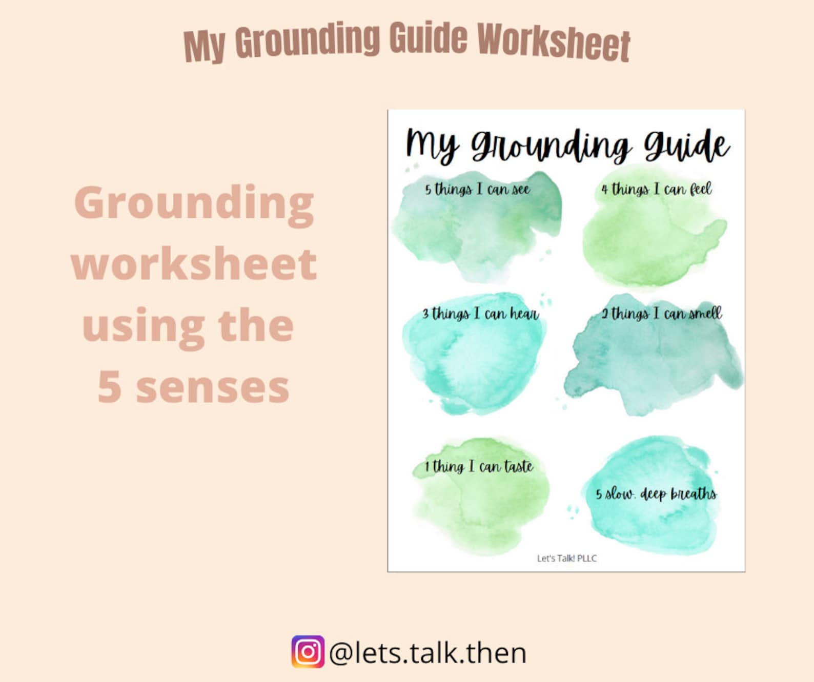 My Grounding Guide, Grounding Worksheet for Therapy, Worksheet for ...
