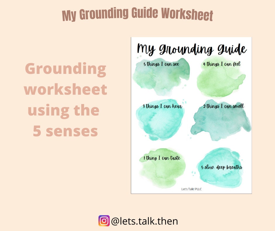 My Grounding Guide, Grounding Worksheet for Therapy, Worksheet for ...
