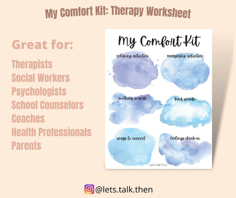 My Comfort Kit Therapy Worksheet for Preteens, Teens, and Young Adults ...