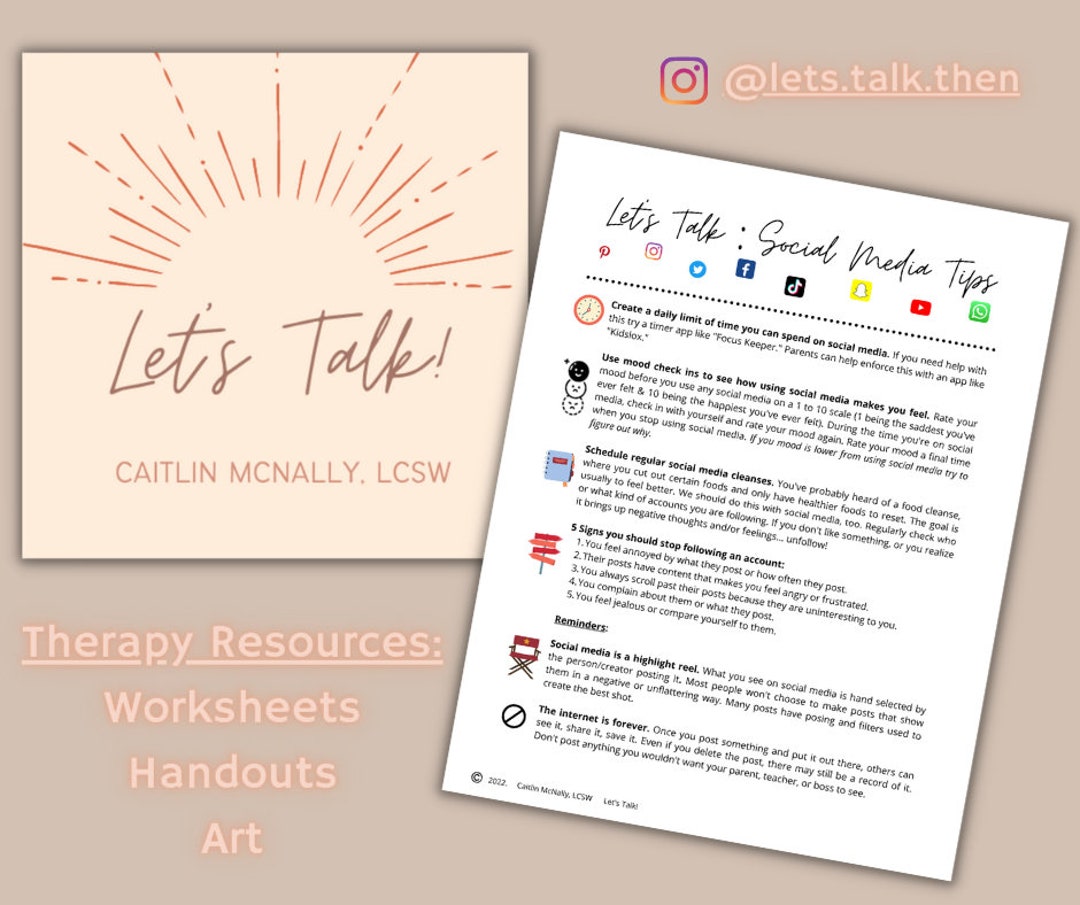 Let's Talk: Social Media Tips, Social Media Tips Handout, Therapy ...
