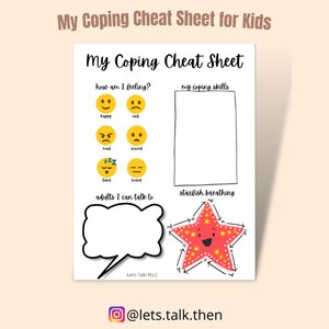 My Coping Cheat Sheet for Kids, Therapy Worksheet for Kids, Coping ...
