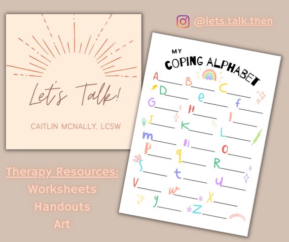 Coping Alphabet Worksheet Therapy Worksheet Coping Skills | Etsy