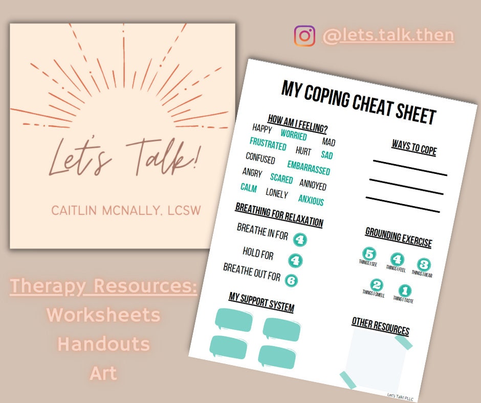 Coping Cheat Sheet for Teens & Adults, Coping Worksheet, Coping Skills ...