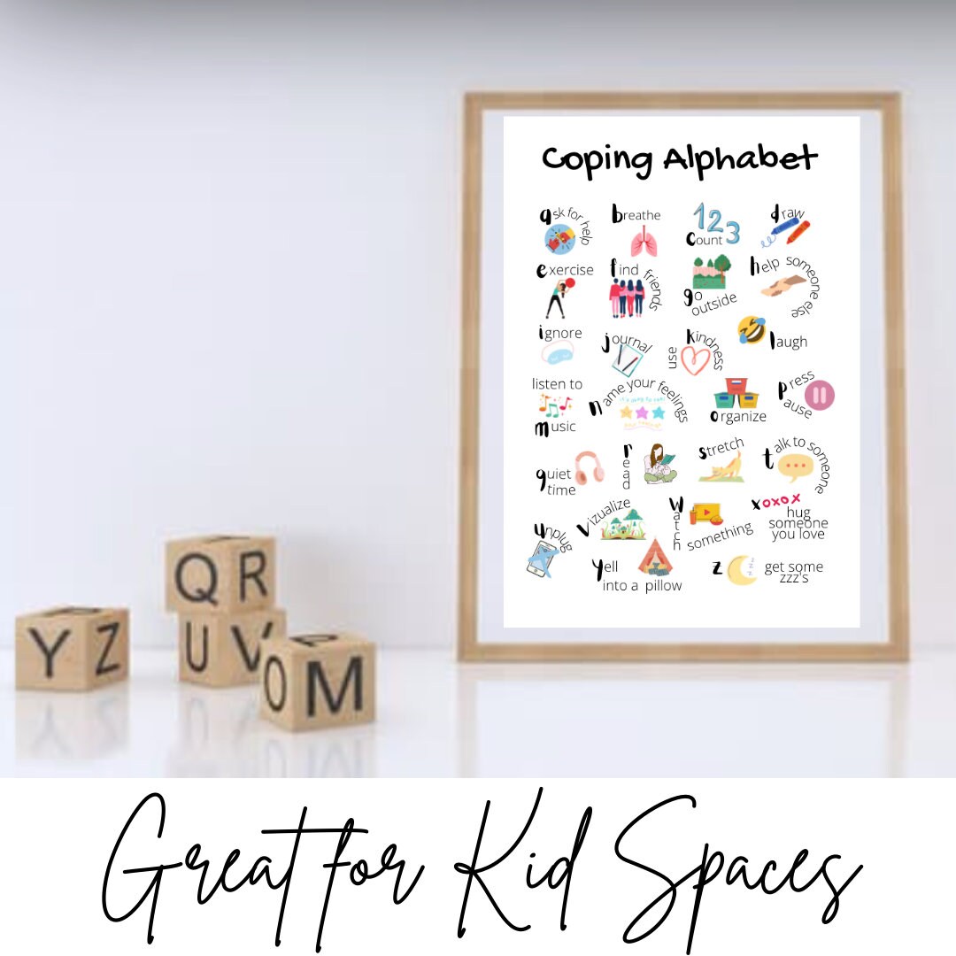 Bundle: Coping Alphabet Wall Art & Coping Alphabet Worksheet for Kids ...