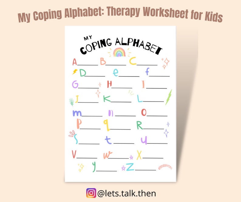 Coping Alphabet Worksheet, Therapy Worksheet, Coping Skills Worksheet ...
