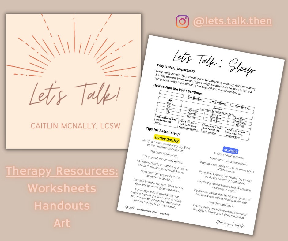 Let's Talk: Sleep, Sleep Handout, Sleep Worksheet, Sleep Tips, Therapy ...