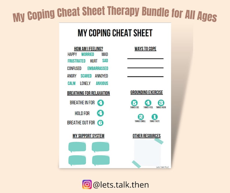 My Coping Cheat Sheet Bundle for All Ages Children Teens - Etsy