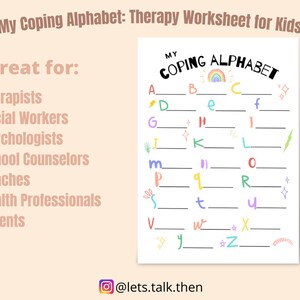 Coping Alphabet Worksheet, Therapy Worksheet, Coping Skills Worksheet ...