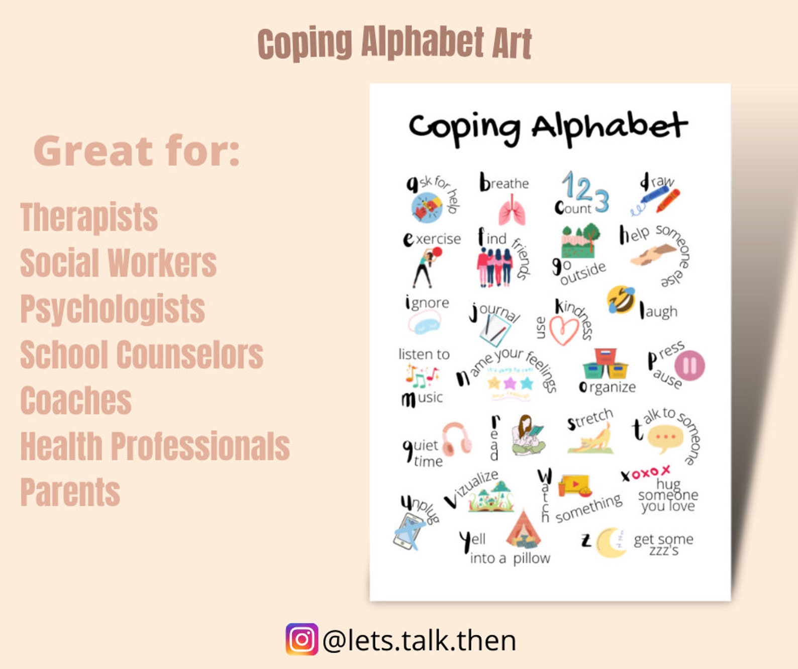 Coping Alphabet Art, Coping Skills, A-Z Coping Skills, Coping Abcs ...