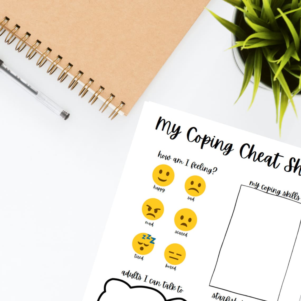 My Coping Cheat Sheet for Kids Therapy Worksheet for Kids | Etsy