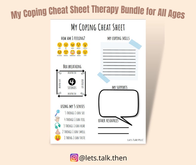 My Coping Cheat Sheet Bundle, for All Ages, Children, Teens, Adults ...