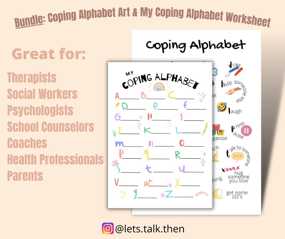 Bundle: Coping Alphabet Wall Art & Coping Alphabet Worksheet for Kids ...