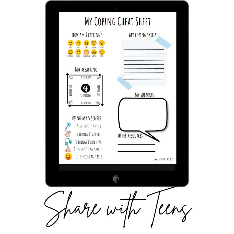 My Coping Cheat Sheet Bundle, for All Ages, Children, Teens, Adults, Coping Worksheets, Calm ...
