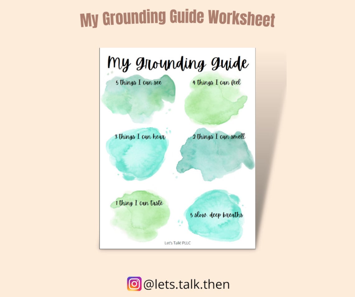 My Grounding Guide, Grounding Worksheet for Therapy, Worksheet for ...