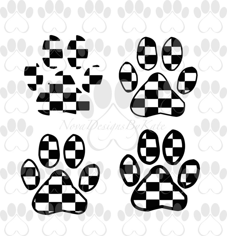 Checkered Flag Paw Print - Etsy
