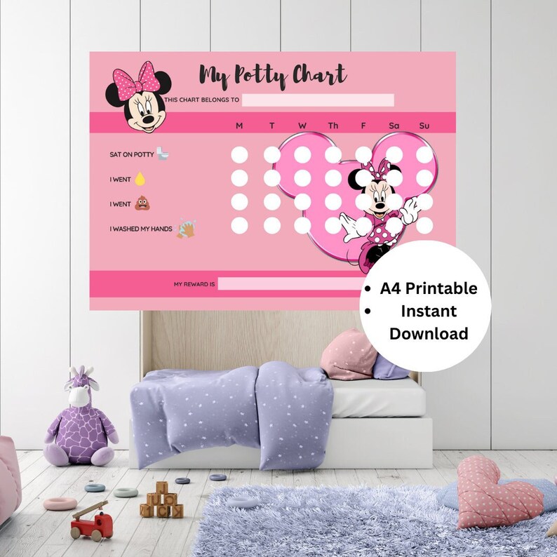 Potty Training Chart Potty Chart Girl Mouse Potty Chart - Etsy
