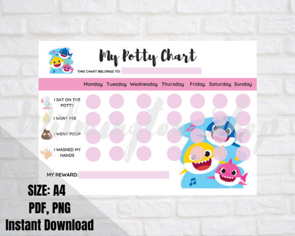 Baby Shark Potty Training Chart Girls Printable - Etsy Singapore