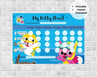 Paper Paper & Party Supplies Reading Chart Potty Training Baby Shark ...