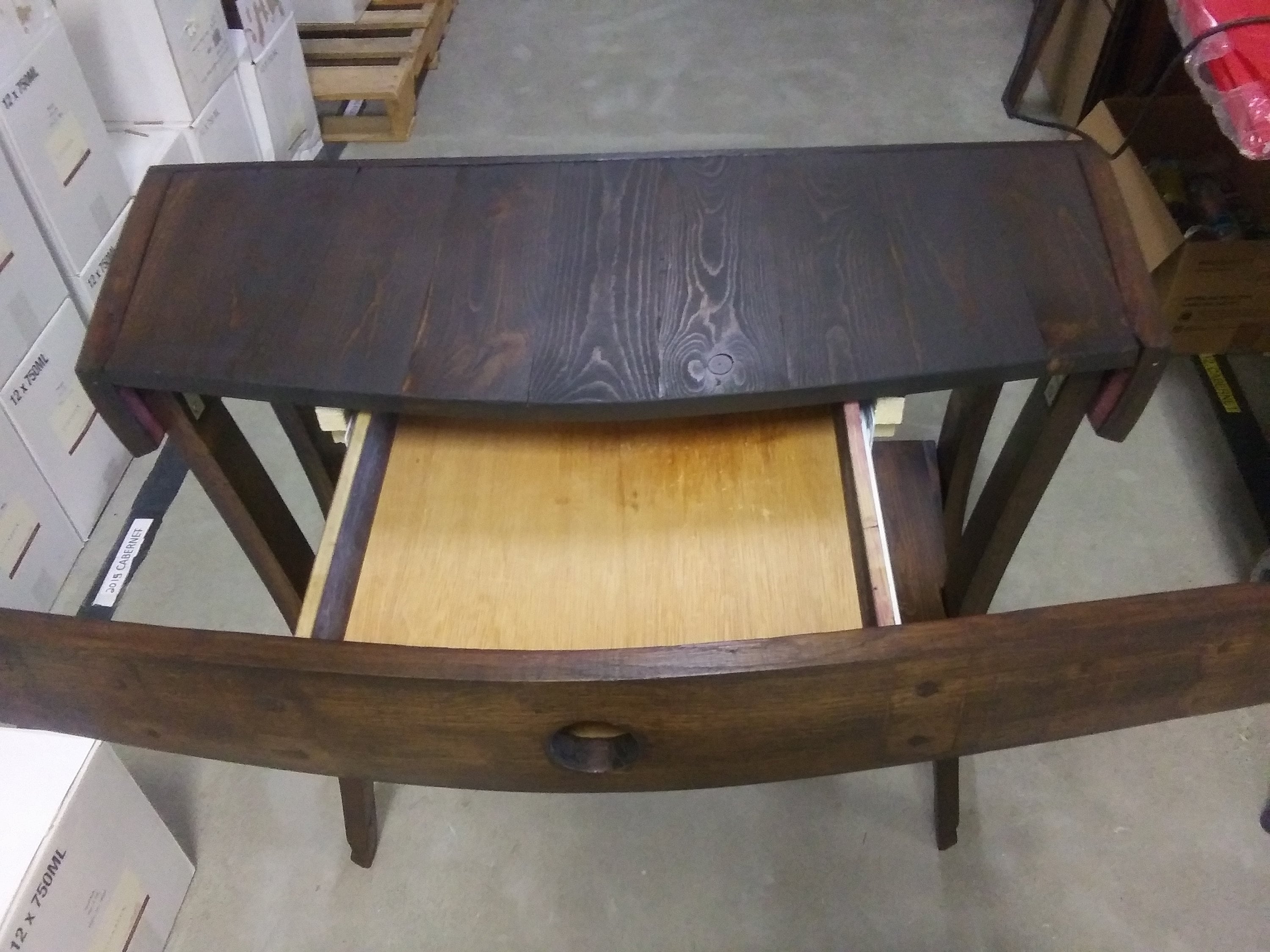 Wine Barrel Stave Table (with Shelf and Drawer) - Etsy