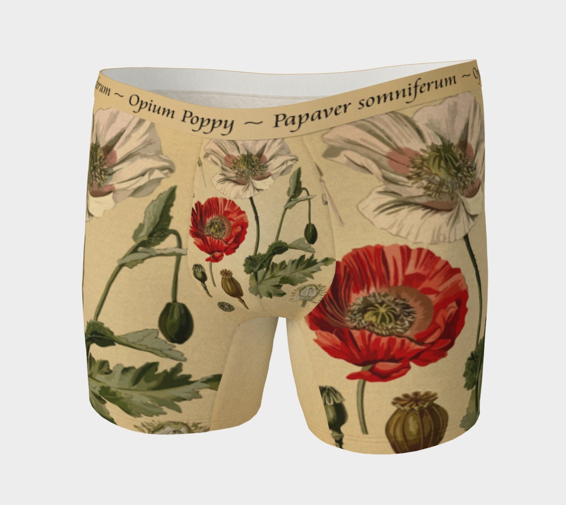 Opium Poppy ~ Mens Boxer Briefs ~ Mens Underwear ~ Botanical Art ...