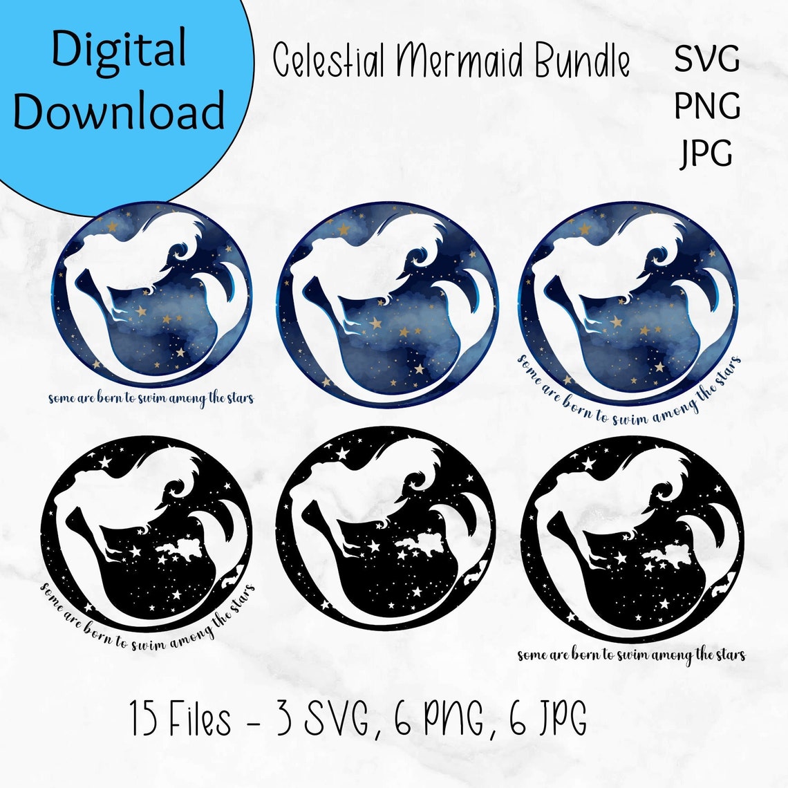 Celestial Mermaid SVG, Star Mermaid PNG, Mermaid Décor, Girls Room ...