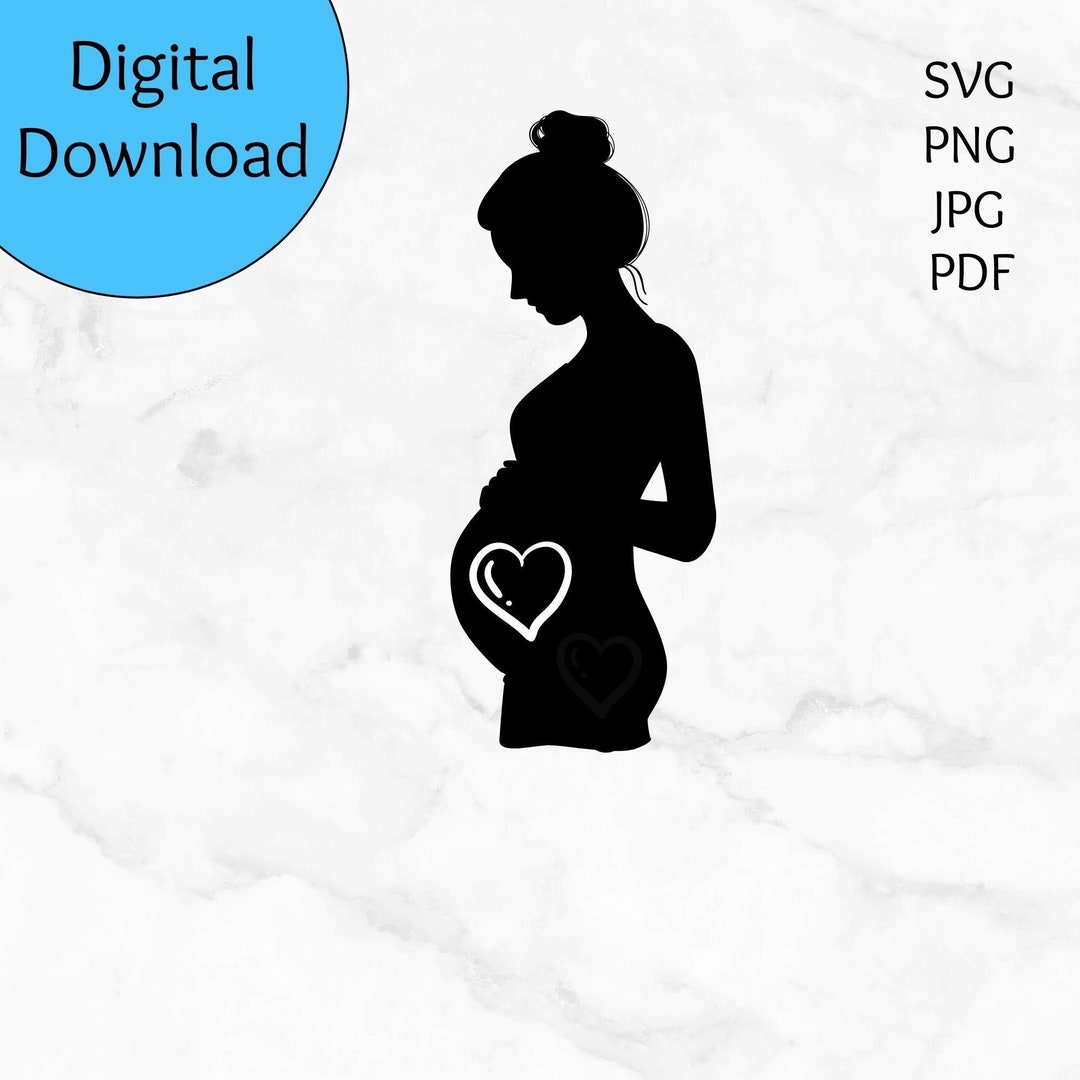 Pregnant Silhouette SVG, Future Mom SVG, Pregnant Woman Clipart, New ...