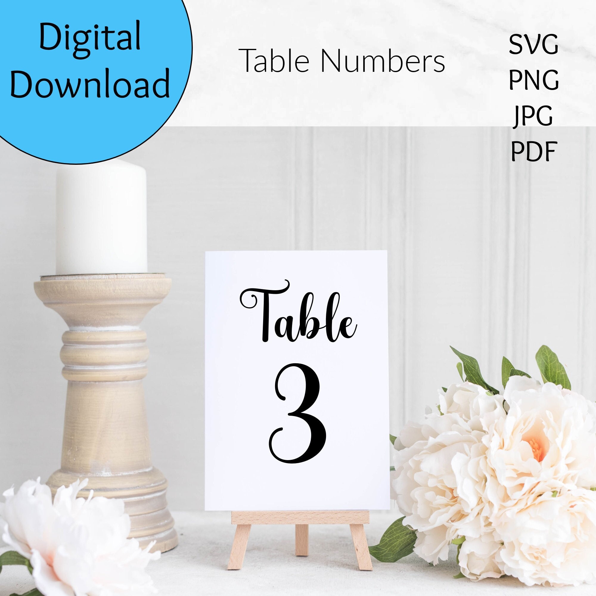 Table Numbers Svg, Table Numbers Wedding, Wedding Table Numbers ...