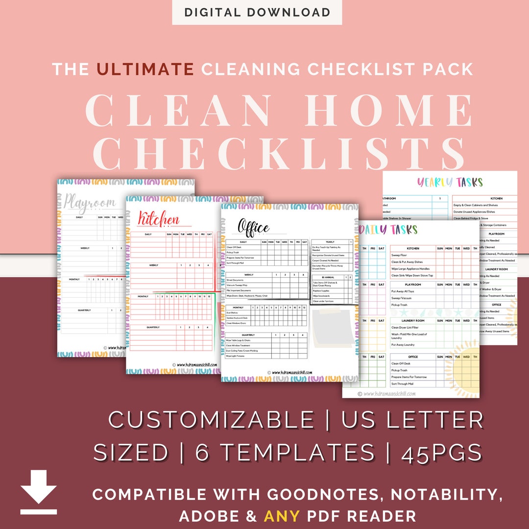 Room by Room: Home Cleaning Checklist, Weekly Cleaning Checklist ...