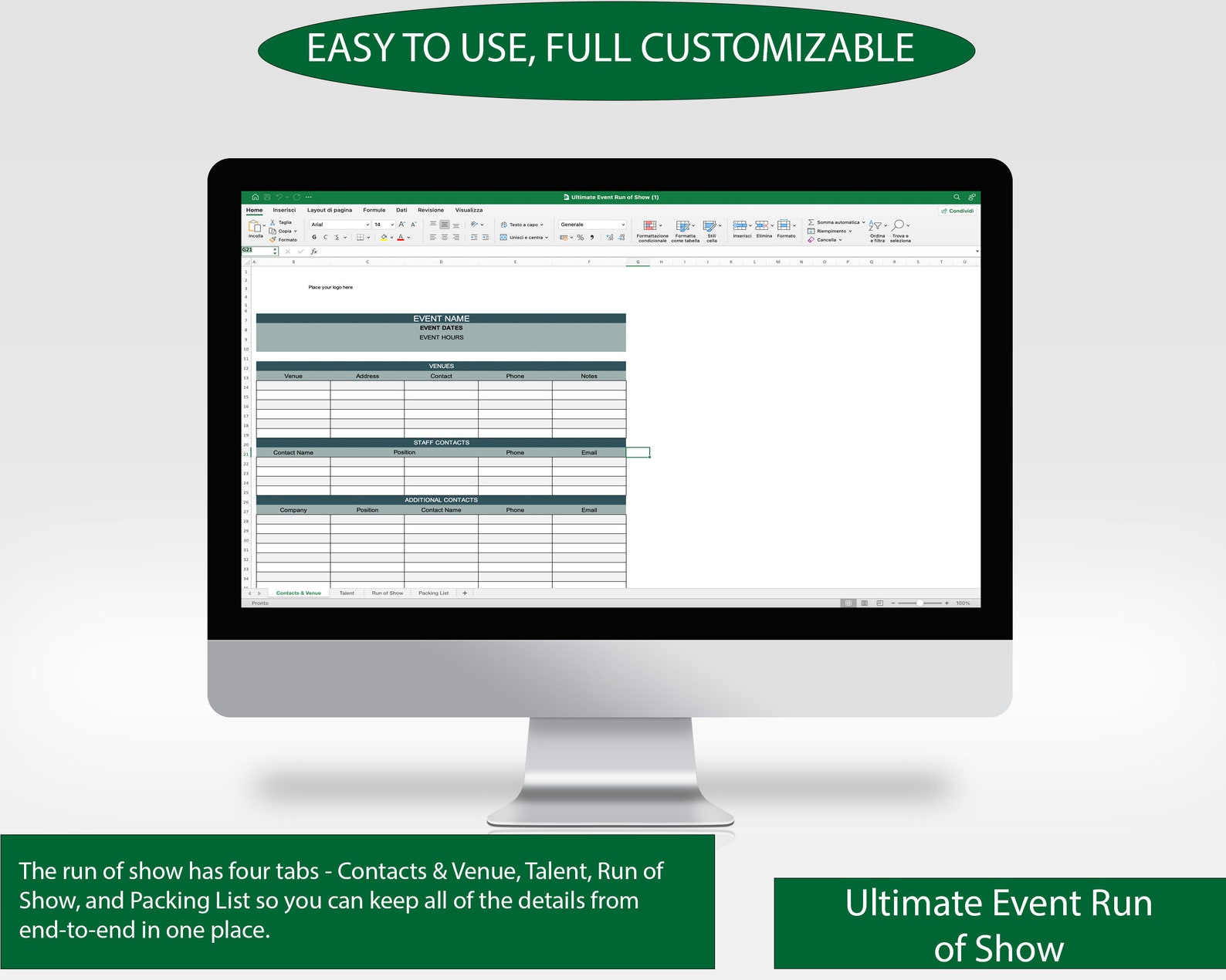 Event Run of Show Event Planning & Budgeting Excel Template Event ...