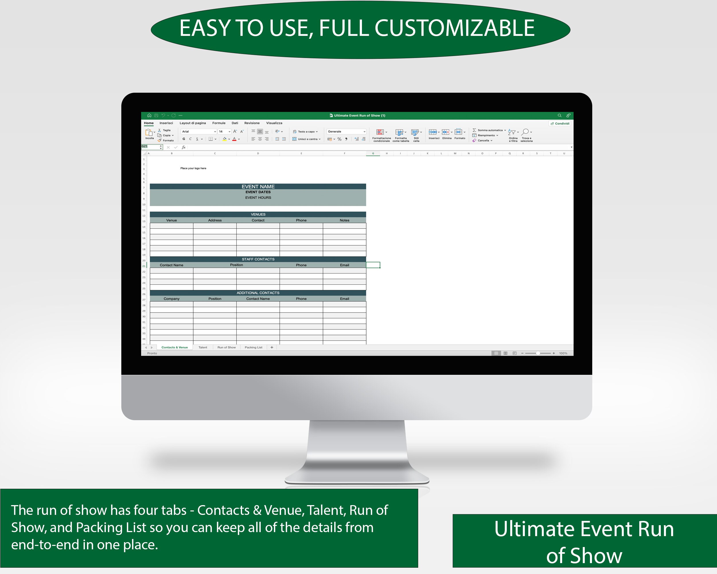 Event Run of Show Event Planning & Budgeting Excel Template Event ...