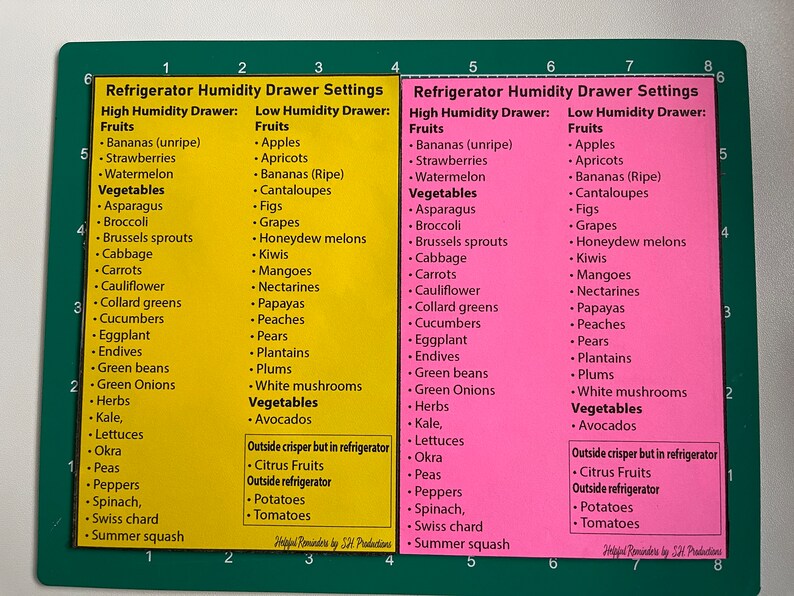 4x6in Refrigerator Humidity Settings Magnet. Ideal for Fruits and ...