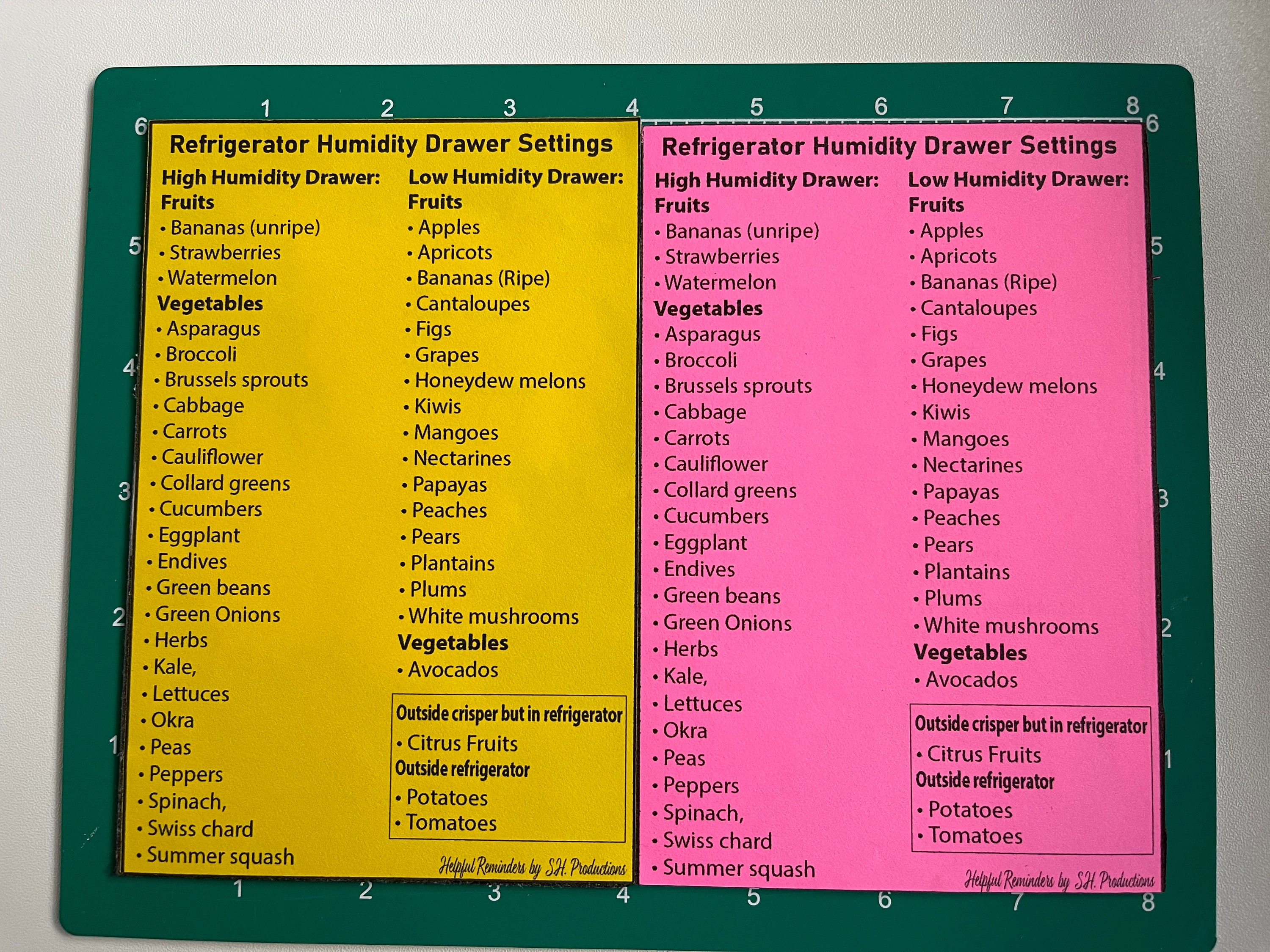 4x6in Refrigerator Humidity Settings Magnet. Ideal for Fruits and ...