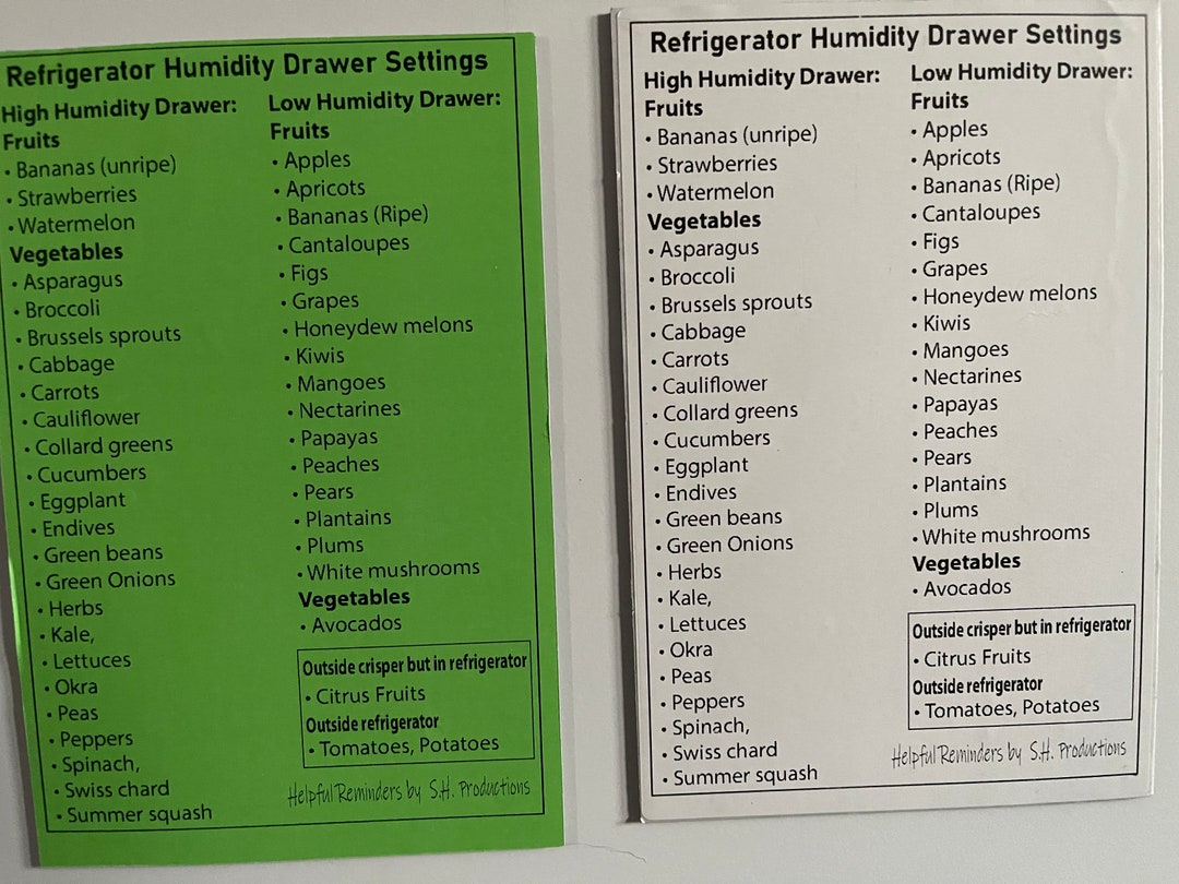 4x6in Refrigerator Humidity Settings Magnet. Ideal for Fruits and ...