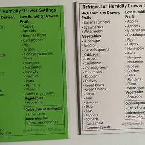 4x6in Refrigerator Humidity Settings Magnet. Ideal for Fruits and ...