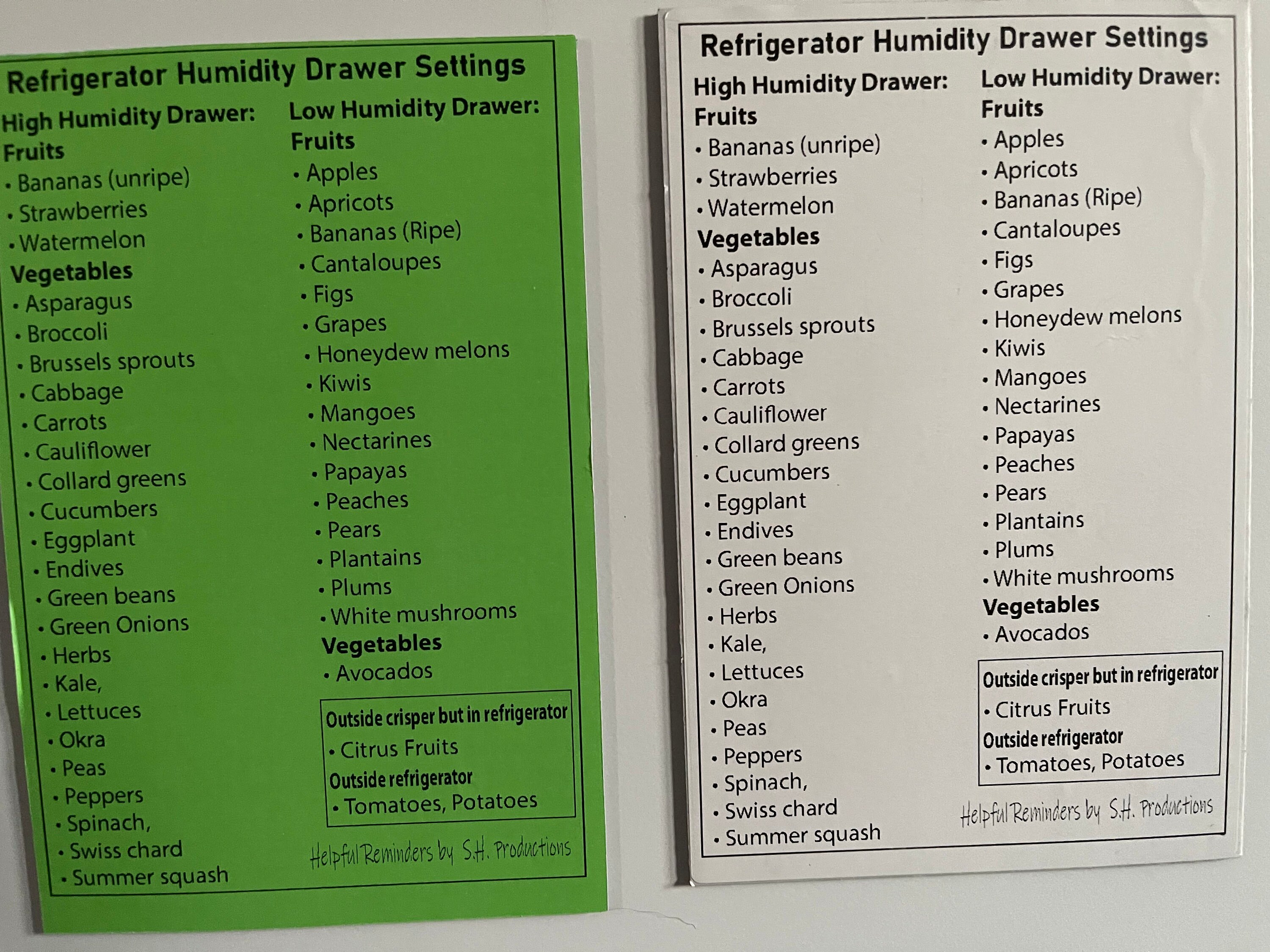 4x6in Refrigerator Humidity Settings Magnet. Ideal for Fruits and ...