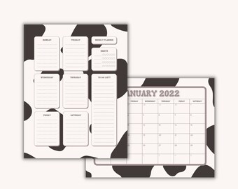 Cow Print Monthly Planner - Etsy