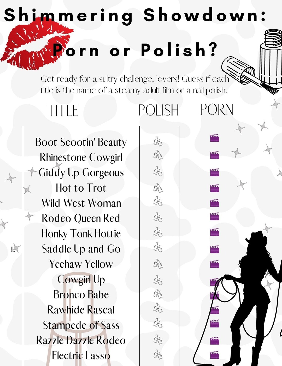 Disco Cowgirl Themed Bachelorette Party Games - Etsy