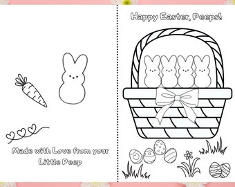 Peeps Printable Foldable Kids Easter Card to Color and Give to ...