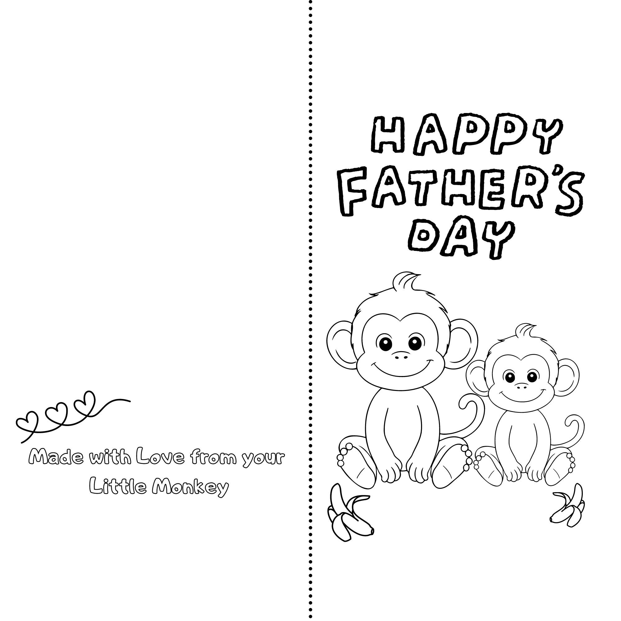 Father's Day Kid Coloring Card - Monkeys Daddy and Kid Printable ...
