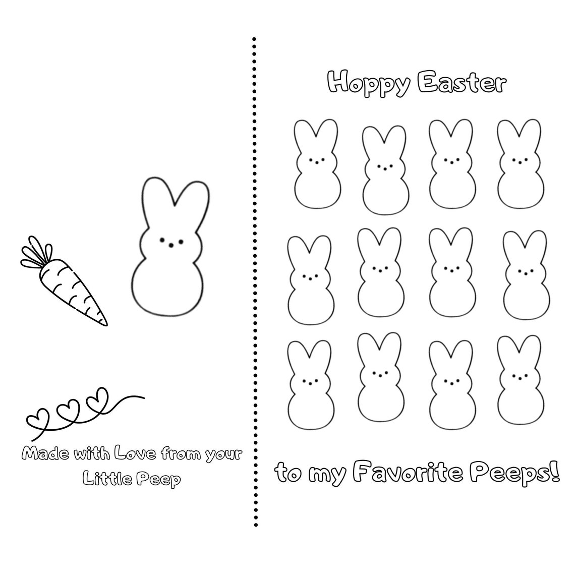 Peeps Printable Foldable Kids Easter Card to Color and Give to ...