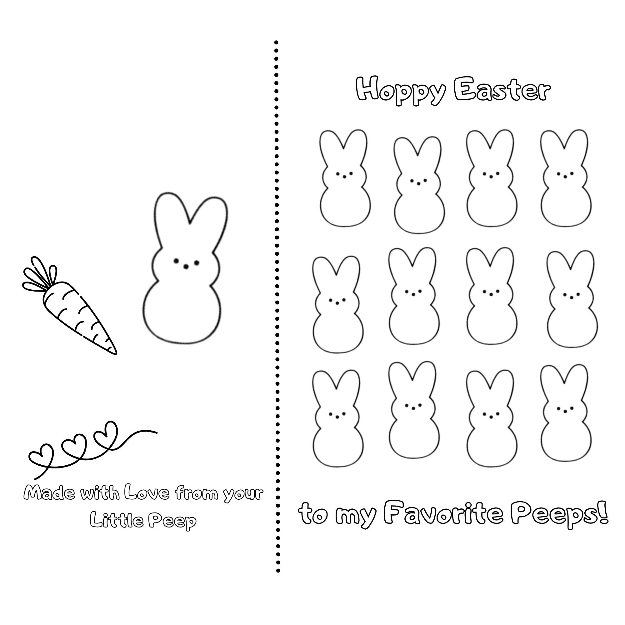 Peeps Printable Foldable Kids Easter Card to Color and Give to ...