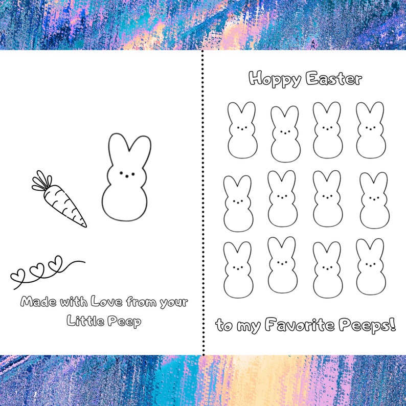 Peeps Printable Foldable Kids Easter Card to Color and Give to ...