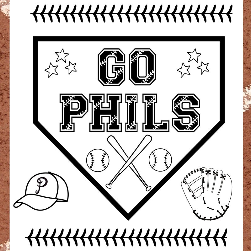 Phillies Coloring Pages - Etsy