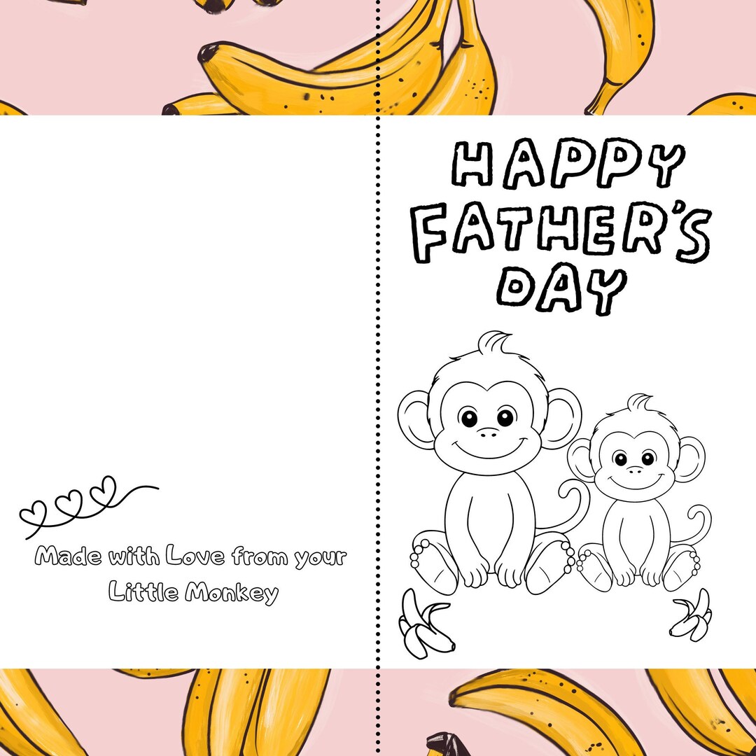 Father's Day Kid Coloring Card - Monkeys Daddy and Kid Printable ...
