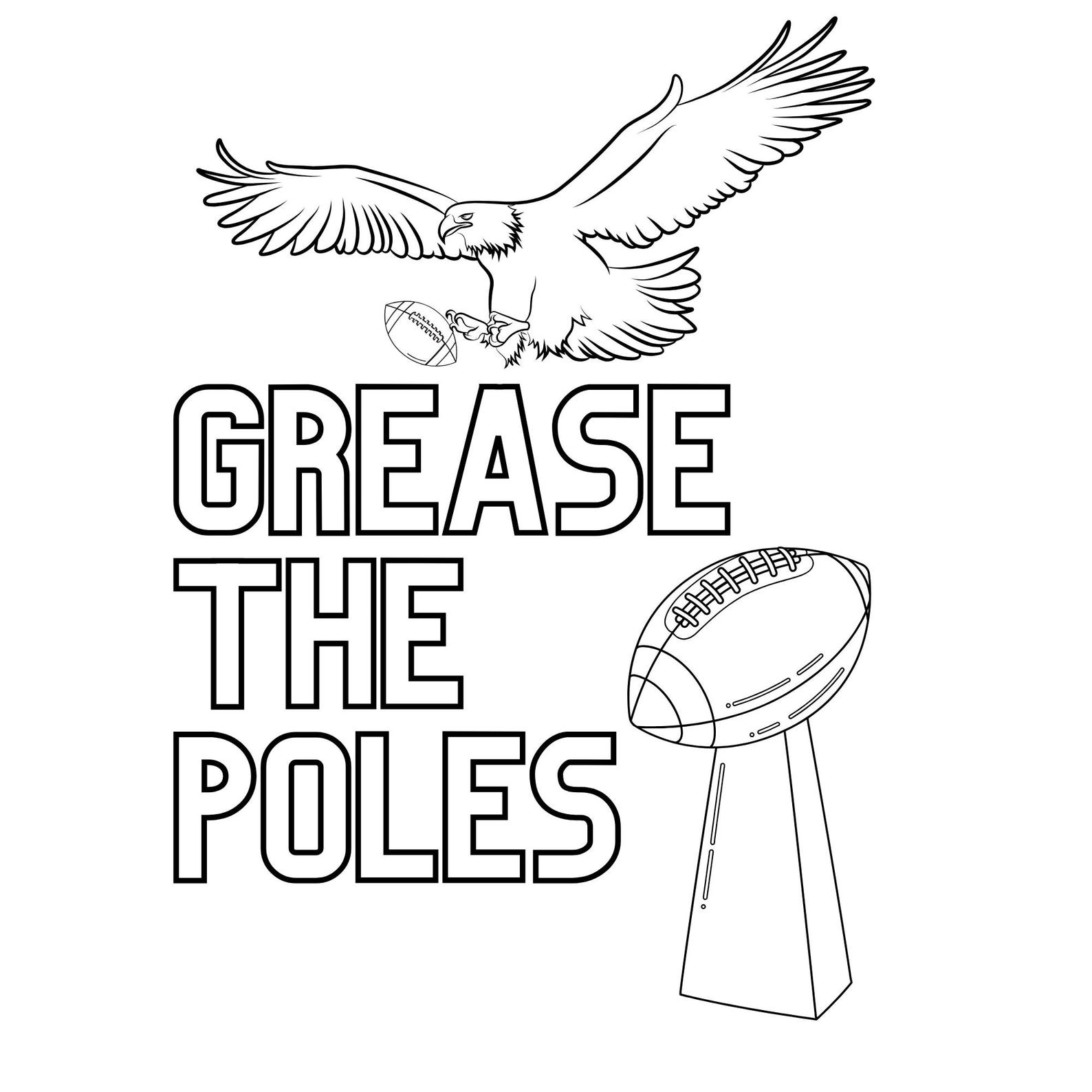 Grease the Poles! Kids Eagles Printable Coloring Page - Etsy