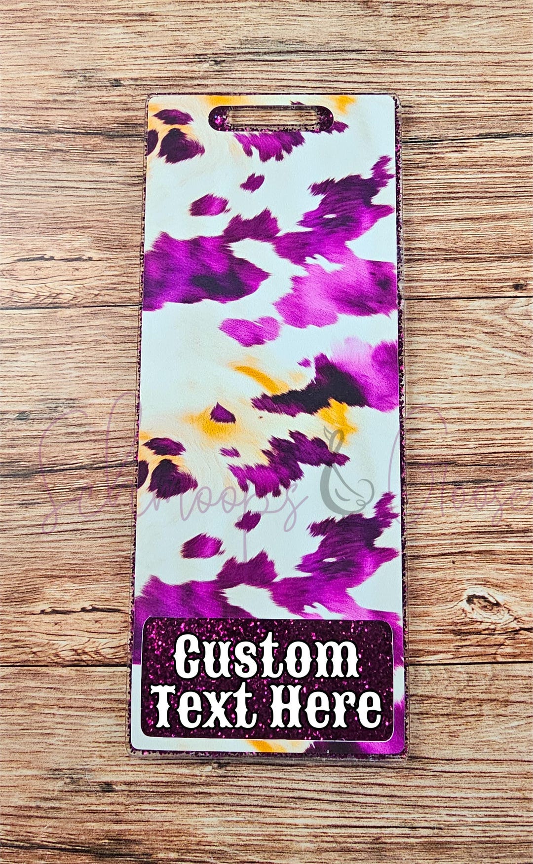 Purple Cow Print Badge Buddy, Custom Title Badge Buddy, Extended ...