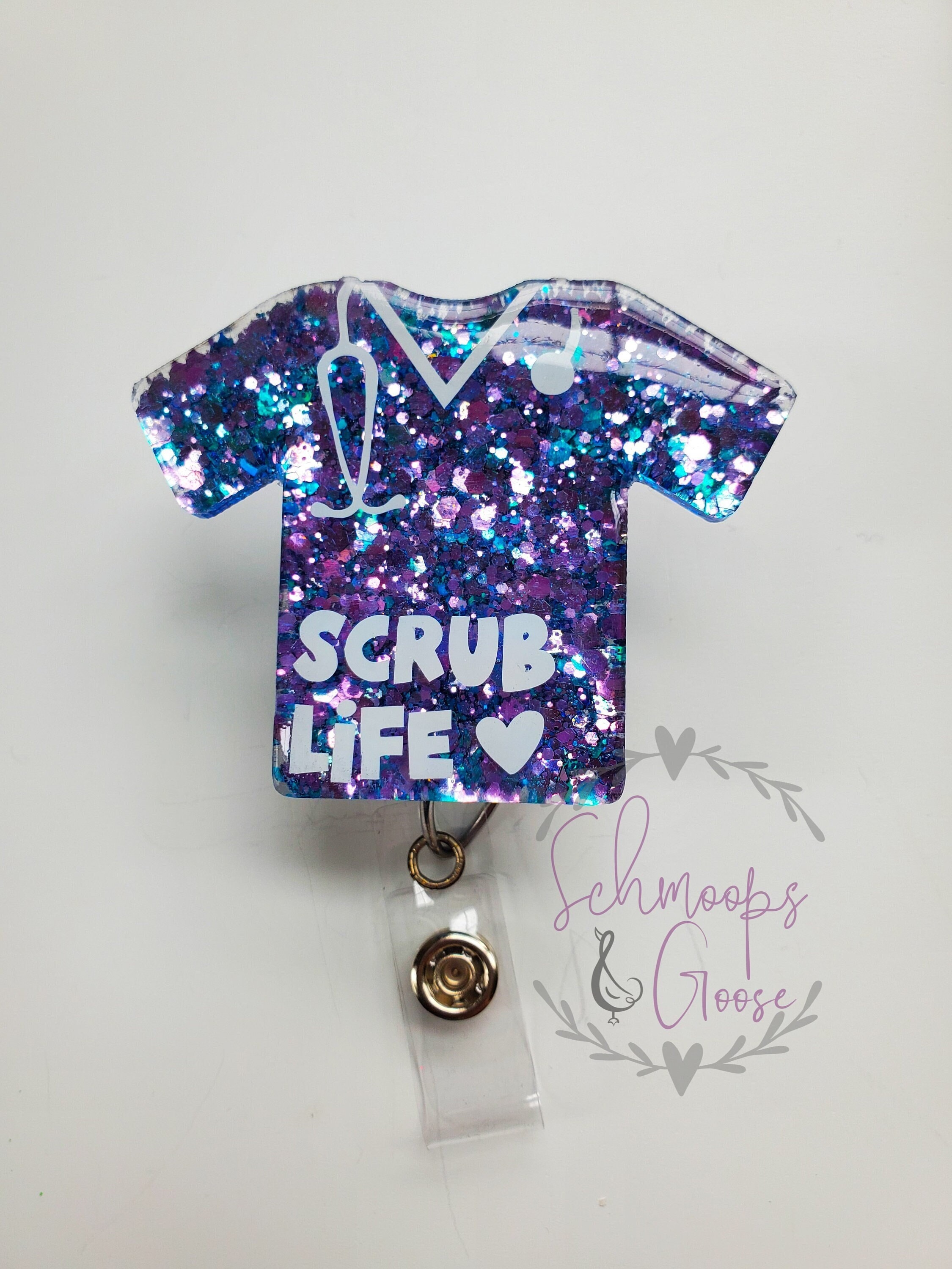 Blue to Purple Color Change Scrub Top Badge Reel, Scrubs, Scrub Life ...