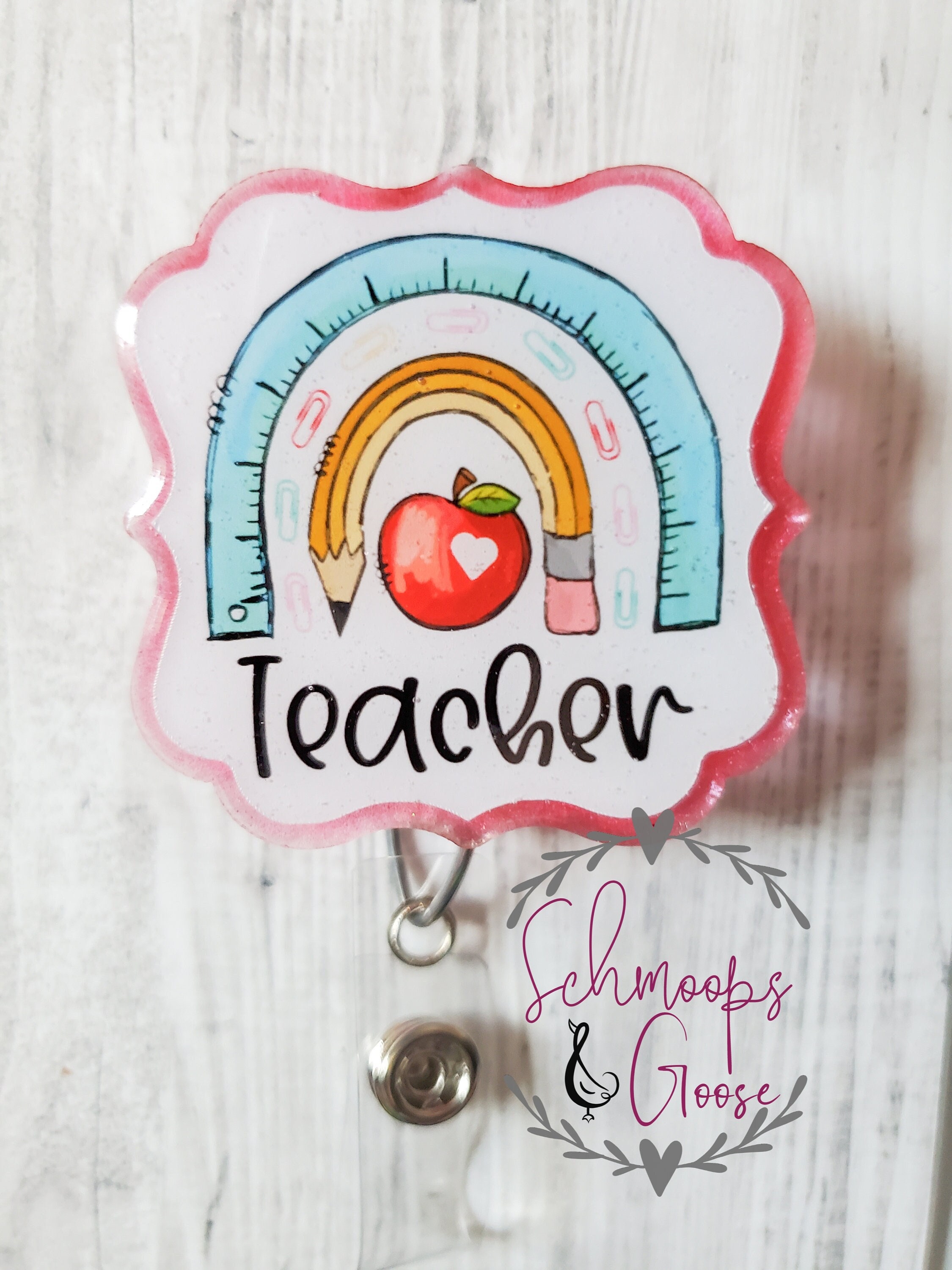 Personalized Teacher Rainbow Teacher ID Badge Reel Badge - Etsy