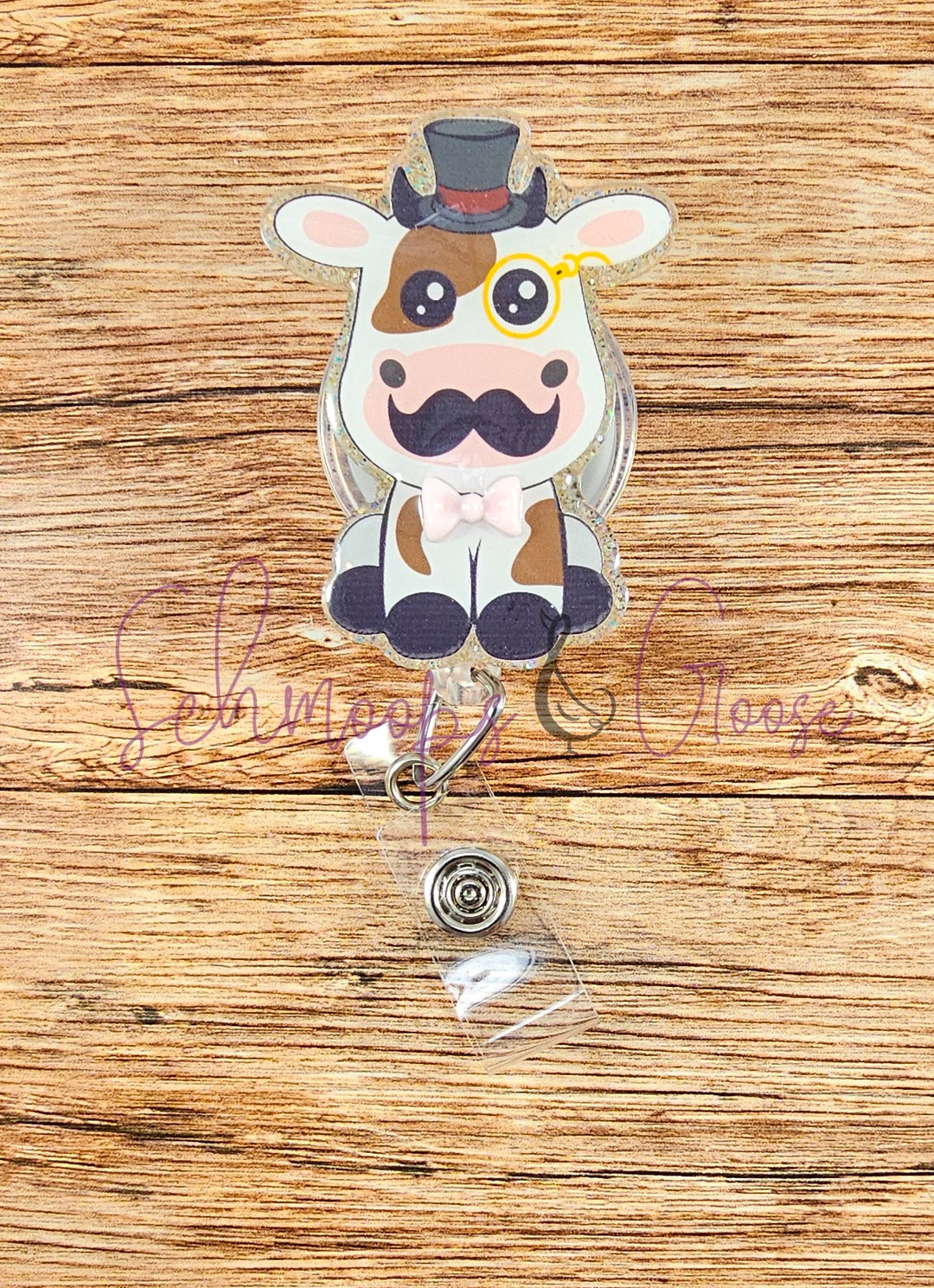 Fancy Cow Badge Reel, Gentleman Cow, Gift for Cow Lovers, Animal Badge ...